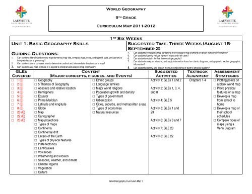 World Geography Curriculum Map 2011-12