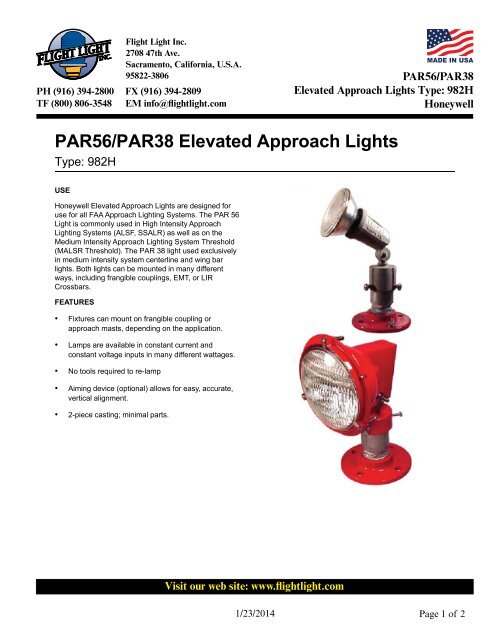 PAR56/PAR38 Elevated Approach Lights - Flight Light, Inc.