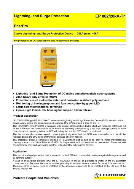 EP 802/20kA-Tr - Leutron GmbH