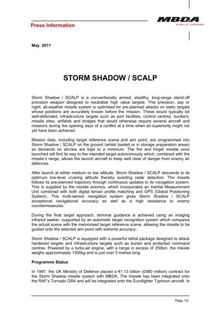 STORM SHADOW SCALP - MBDA