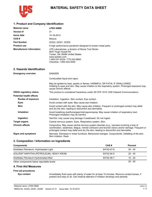 MATERIAL SAFETY DATA SHEET - LPS Laboratories