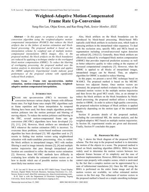 Weighted-adaptive motion-compensated frame rate up-conversion ...