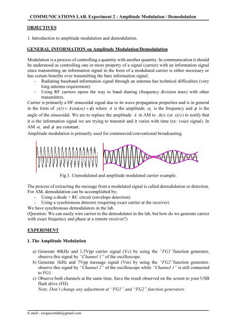 COMMUNICATIONS LAB. Experiment 2 : Adaptation Experiment ...
