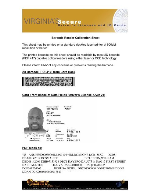 Virginia Drivers License Barcode Kinlasopa