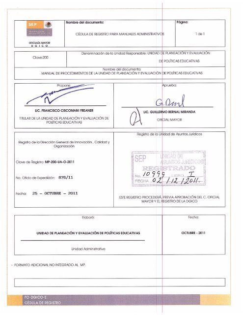Manual de Procedimientos de la UPEPE - Normateca SEP ...
