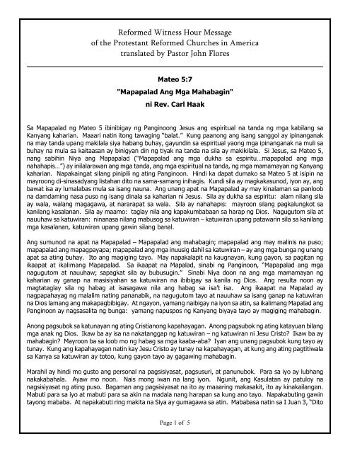 Mapapalad Ang Mga Mahabagin - Philippines Mission Work of the ...