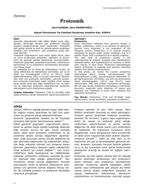 Proteomik - Yeni Tıp Dergisi