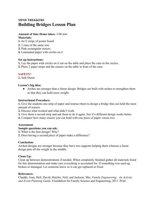 Building Bridges Lesson Plan - MTU Mind Trekkers
