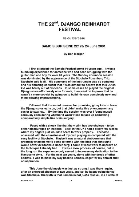 THE 22nd - The Django Reinhardt Swing Page