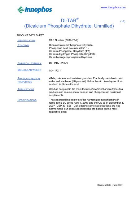 Di-Tab USP PDS - Innophos
