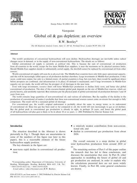 Global Oil & Gas Depletion: an Overview (.pdf) - Hubbert Peak of Oil ...