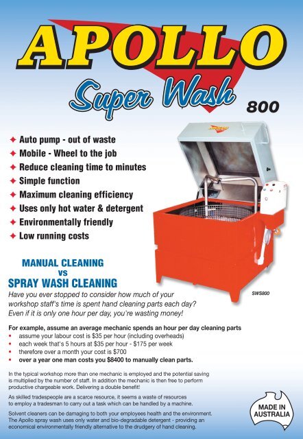 Apollo Super Wash 800 - Apollo Cleaning Systems