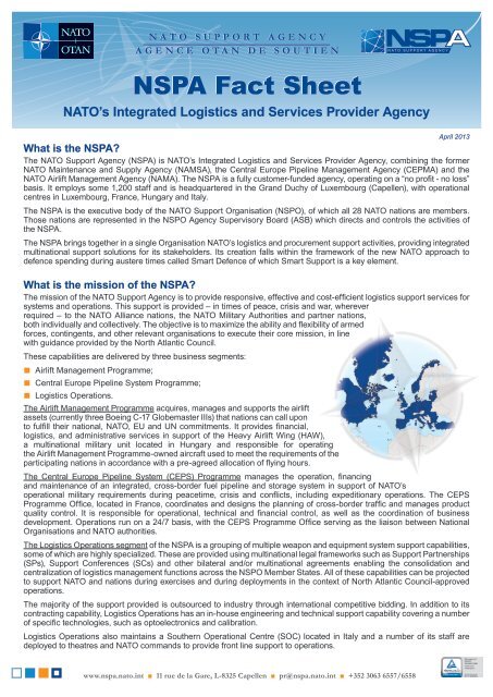 NSPA Fact Sheet - NSPA - Nato