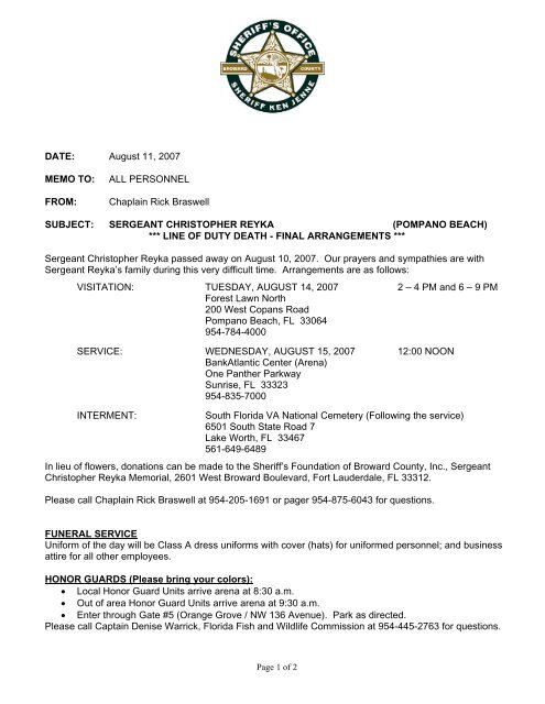 SERGEANT CHRISTOPHER REYKA - Broward Sheriff's Office