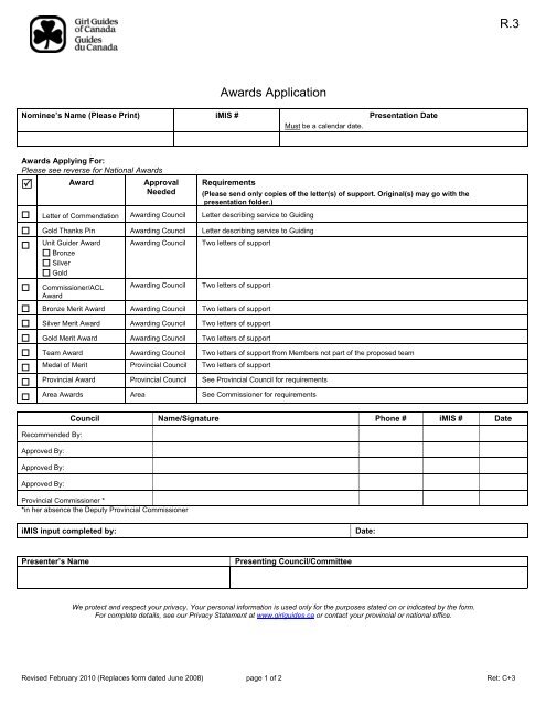 R3 - Forms - Girl Guides of Canada.