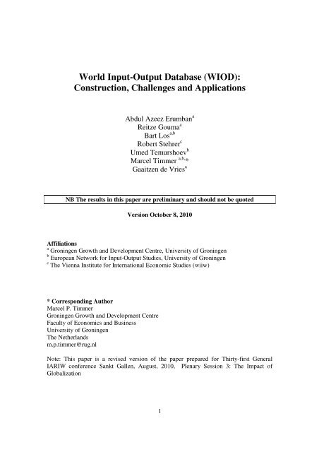 World Input Output Database Wiod Construction Challenges And