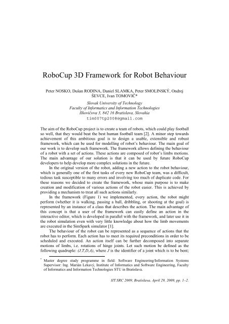 RoboCup 3D Framework for Robot Behaviour
