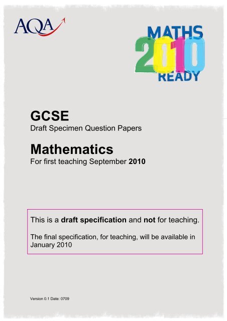 GCSE Mathematics Unit 1 Higher - Specimen Question Paper