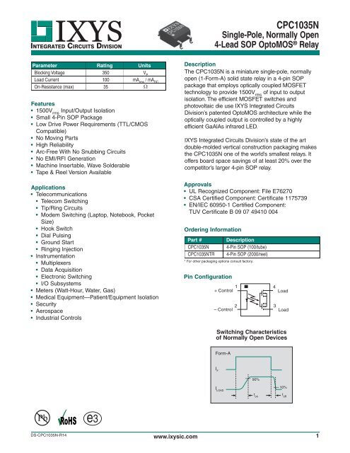 CPC1035N - IXYS Integrated Circuits Division Home