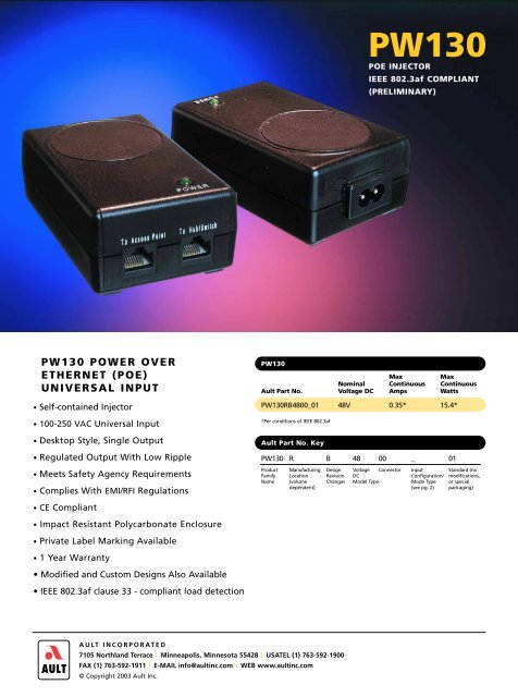 PW130 POWER OVER ETHERNET (POE) UNIVERSAL INPUT - Local