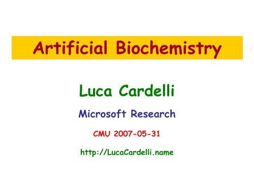 Artificial Biochemistry - Luca Cardelli