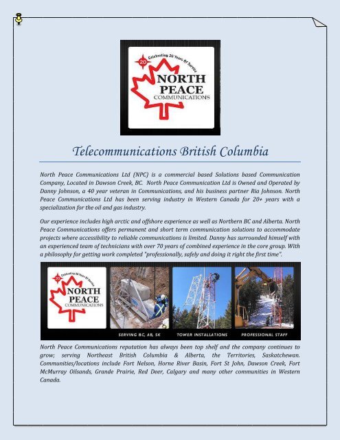 Telecommunications British Columbia Telecommunications British Columbia