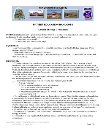 PATIENT EDUCATION HANDOUTS