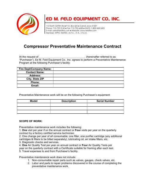 Compressor Preventative Maintenance Contract - Fire Fighting ...