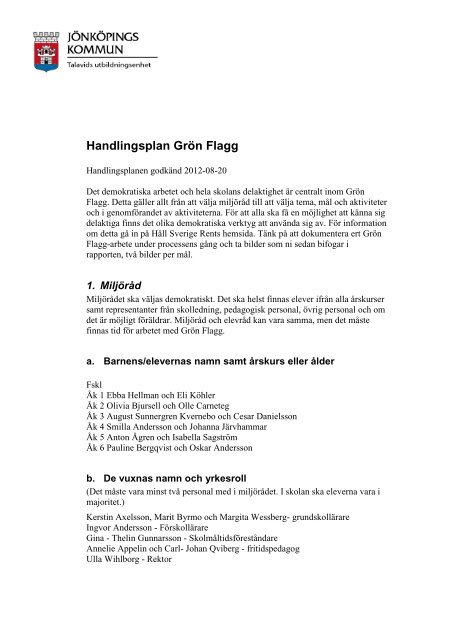 Handlingsplan GrÃ¶n Flagg.pdf - Skola.jonkoping.se