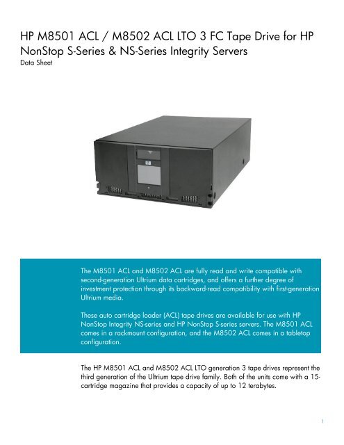 M8501 M8502 ACL Data Sheet - HP Integrity NonStop Servers