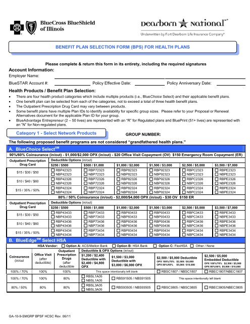 Small Group Benefit Plan Selection Form - Resource Brokerage
