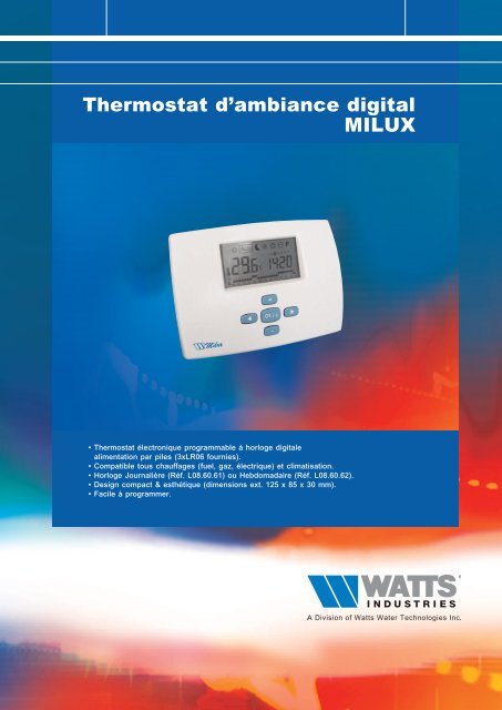 Thermostat d'ambiance digital MILUX - Watts Industries