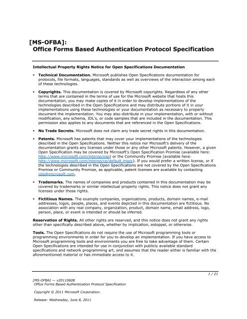 Ms Ofba Office Forms Based Authentication Protocol Specification