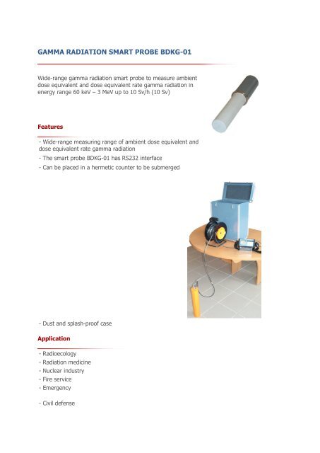 GAMMA RADIATION SMART PROBE BDKG-01 - Mateval.com