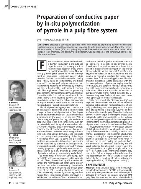 Preparation of conductive paper by in-situ polymerization of pyrrole ...