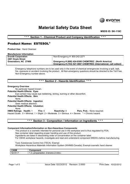 MSDS - STOKO Skin Care