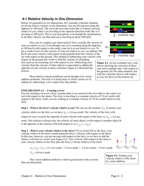 Section 4-1: Relative Velocity in One Dimension