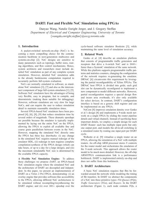 DART: Fast and Flexible NoC Simulation using FPGAs - Computer ...