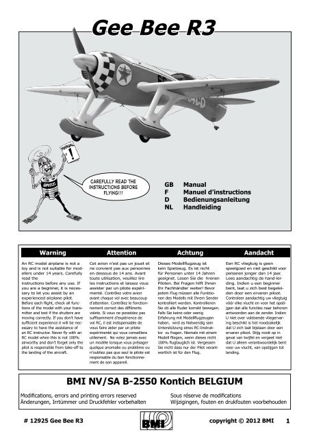 Gee Bee R3 - BMI-models