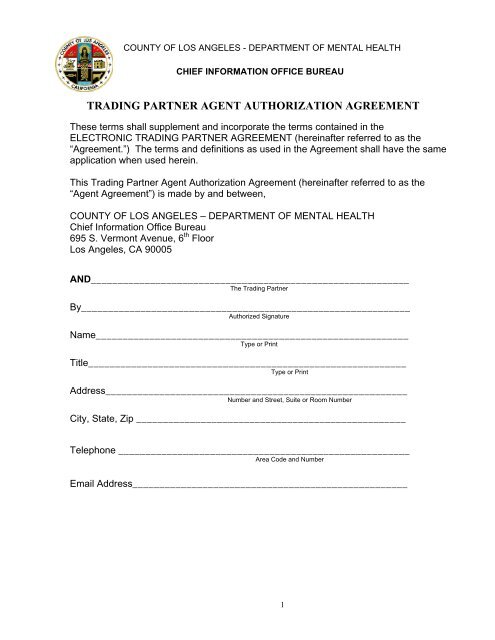 trading partner agent authorization agreement - LA County ...