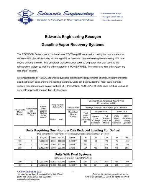 Edwards Engineering Recogen Gasoline Vapor Recovery Systems