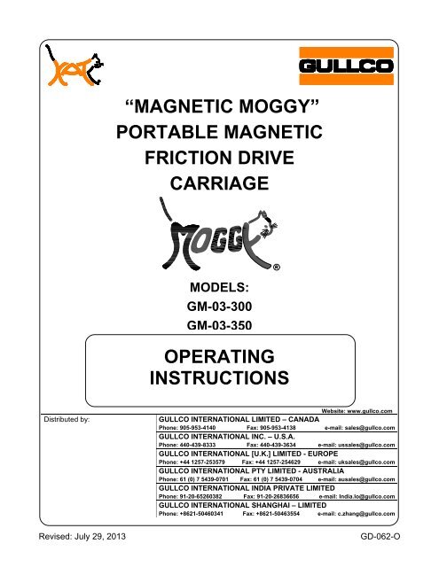 Magnetic Base - Operation Manual - All Categories On Gullco ...