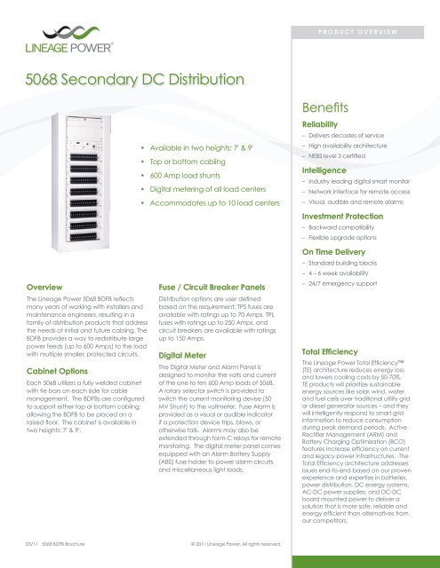 5068 Secondary DC Distribution - Lineage Power