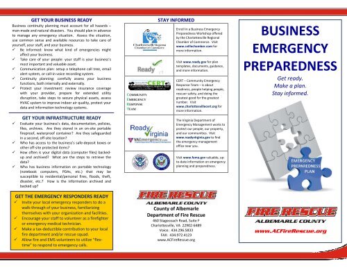 Business Emergency Preparedness Pamphlet - Albemarle County