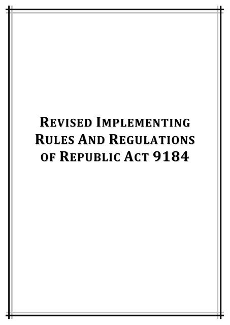 Implementing Rules & Regulations - GPPB