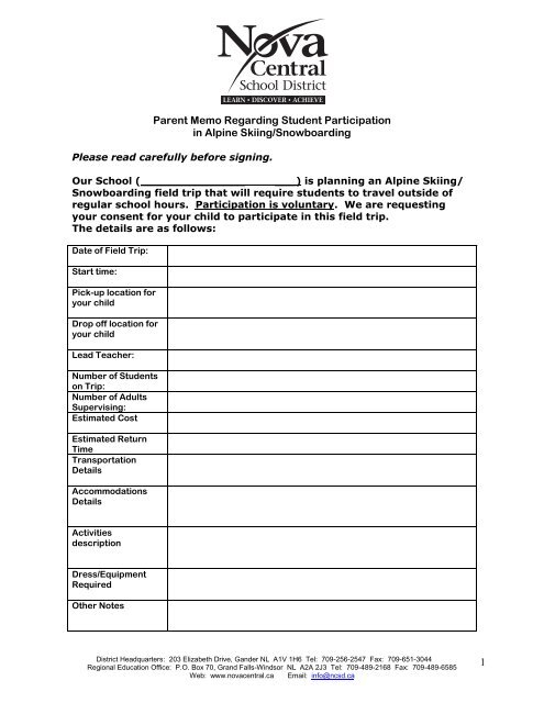 800.1-A Parent Memo and Consent Form - Nova Central School ...