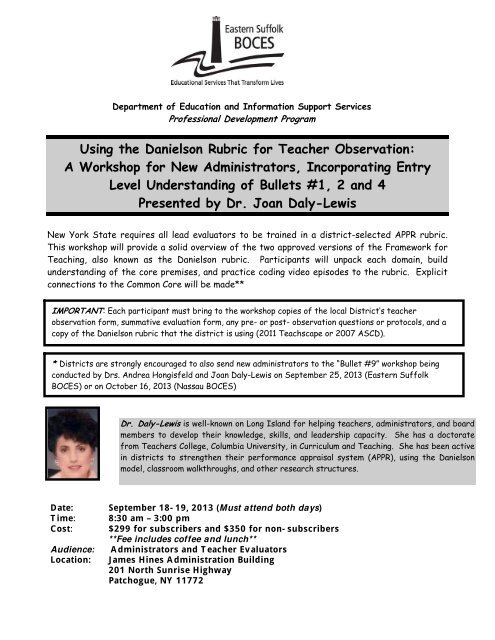 Using the Danielson Rubric for Teacher Observation: A Workshop ...