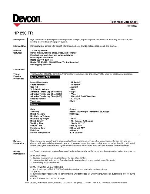 Technical Data Sheet - Devcon