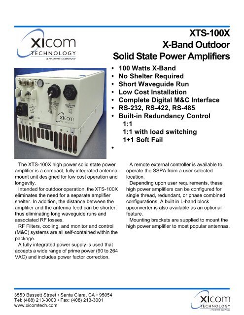XTS-100X X-Band Outdoor Solid State Power Amplifiers