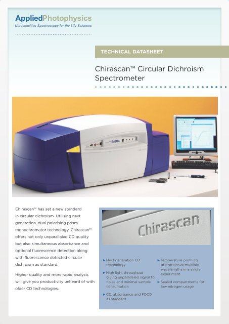 Chirascanâ ¢ Circular Dichroism Spectrometer - Applied Photophysics